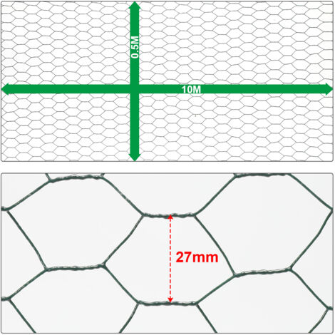 SWANEW Drahtzaun 10m/25m Maschenweite: 27 mm Grün Sechskantgeflecht ...