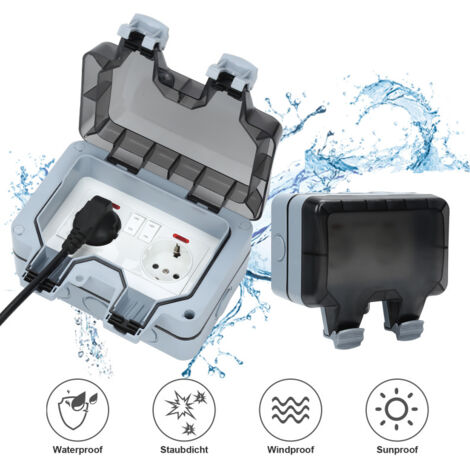 SWANEW Außensteckdose wasserdichte Gartensteckdose IP66 Wasserdicht ...