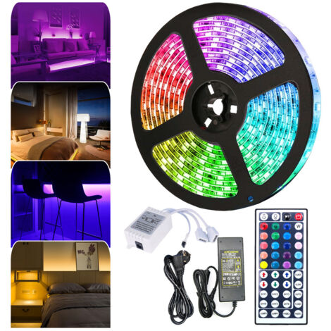 1m Ruban LED, bande LED RGB 5050 SMD, bande LED 60 LED, LED non étanche (IP20), avec ...