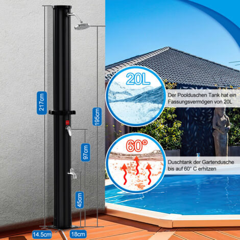 SWANEW Solardusche Dusche mit Fußdusche Aussendusche Gartendusche Pool ...