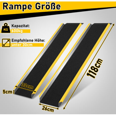 SWANEW 2X Auffahrrampe Rollstuhlrampe mit gelben Warnstreifen ...