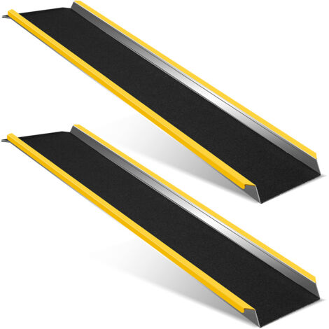 SWANEW 2X Auffahrrampe Verladerampe mit gelben Warnstreifen Rampe ...