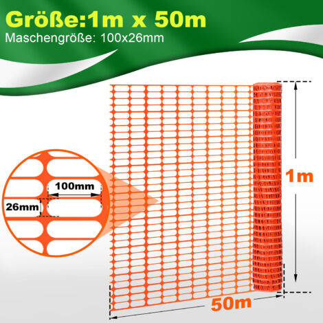 SWANEW 1x50m Absperrzaun Bauzaun Warnnetz orange,Sicherheitszaun ...