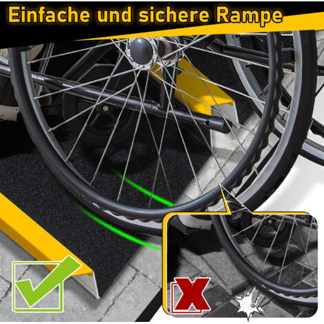 SWANEW 2X Auffahrrampe Rollstuhlrampe mit gelben Warnstreifen ...