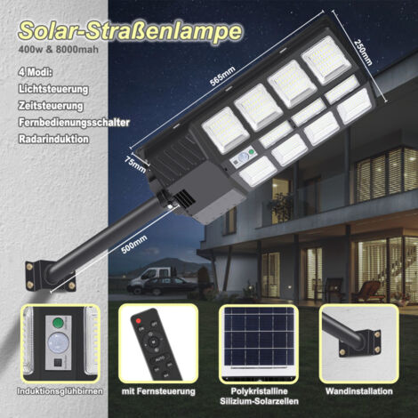 SWANEW 400W Straßenlaterne Lichtmast Solar LED Straßenlampe mit ...