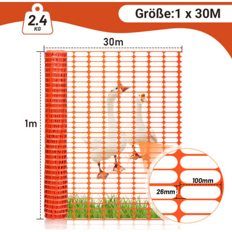 SWANEW 1x30m Absperrzaun Bauzaun Warnnetz orange,Sicherheitszaun ...