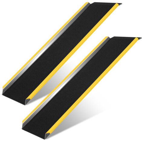 SWANEW 2X Auffahrrampe Verladerampe mit gelben Warnstreifen Rampe ...