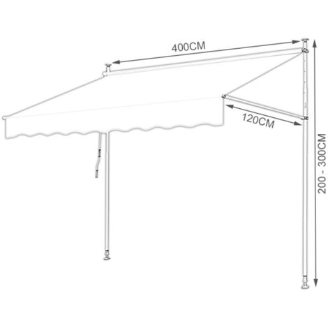 SWANEW Balkonmarkise Markise UV- und wasserbeständig, einziehbar 4M ...