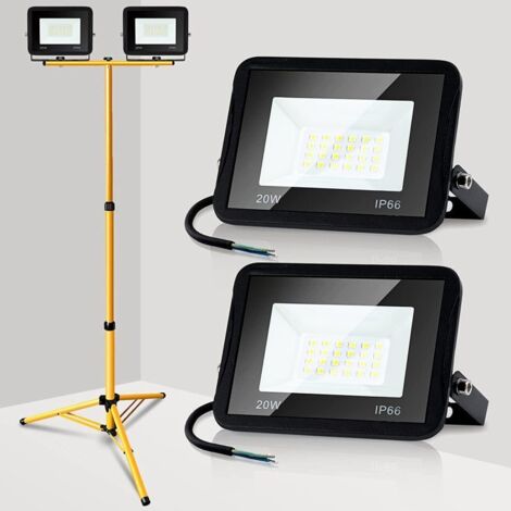 SWANEW LED Fluter mit Stativ Arbeitsleuchten Strahler Hotel Baustrahler Flutlicht 2X20W Warmweiß ...