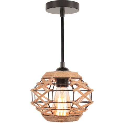 Vintage Pendant Light Hemp Rope Ceiling Light Indoor Metal Ceiling ...