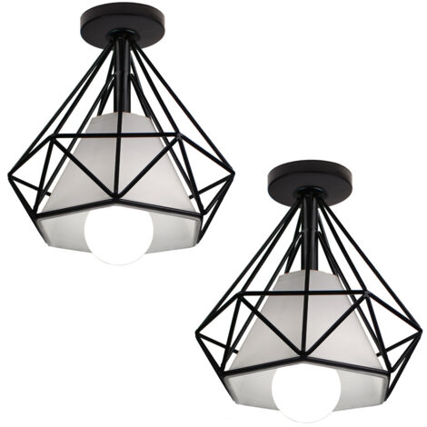 2PCS Vintage Ceiling Lights Modern Metal Cage Chandelier Industrial ...