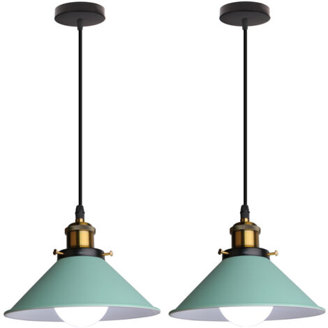 2PCS-Retro Pendant Light Green Vintage Ceiling Light Ø22CM Industrial ...