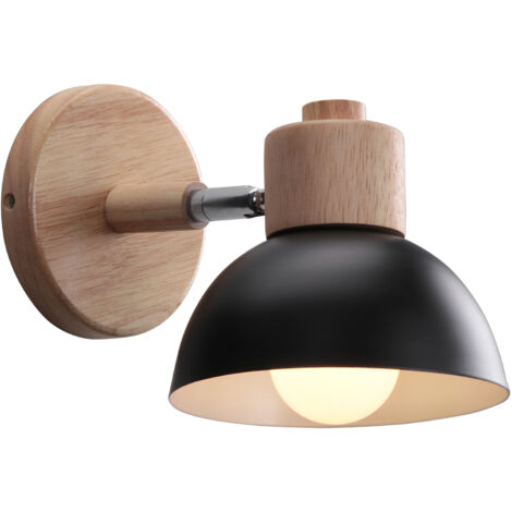 Ø15CM Minimalist Retro Wall Lights (Black) Nordic Modern Wall Lamp Wood ...