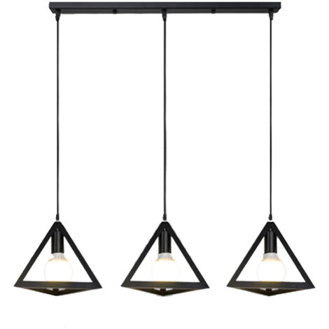 Triangle Metal Ceiling Lamp Black Triangle Pendant Light E27 3-Lights ...