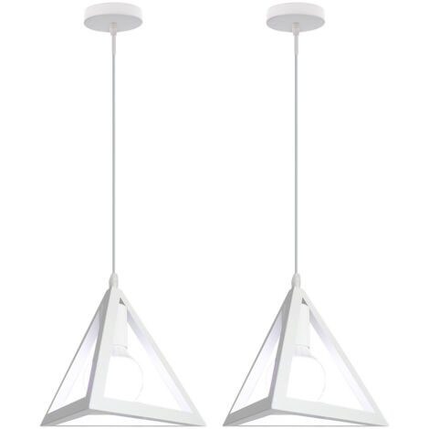 2PCS Pendant Light- E27 Metal Lampshade Creative Triangle Ceiling Light ...