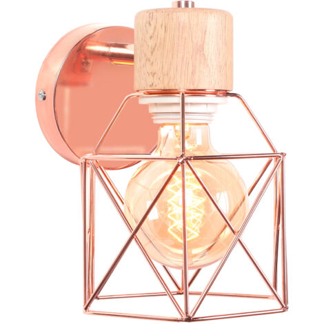 Retro Wall Lights Modern Nordic Wall Lamp Wood Metal Wall Sconce Cage ...