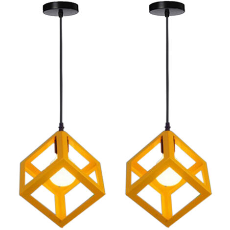 2PCS Retro Ceiling Lights Modern Hanging Lamp Square Pendant Light ...