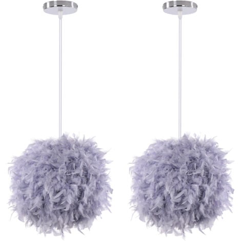 (2PCS) Modern Feather Pendant Light Fluffy Feather Ceiling Light ...