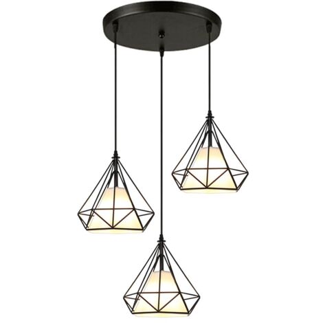 Vintage Retro Pendant Lights 3 Lights Ceiling Light 20CM Cage Ceiling ...