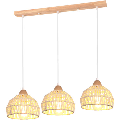 Retro Pendant Light 3 Lights Hemp Rope Braided Pendant Light Modern ...