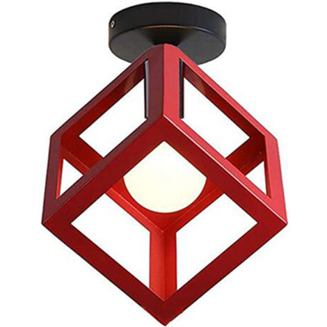 Industrial Ceiling Light Red Vintage Ceiling Lights Cage Chandelier ...
