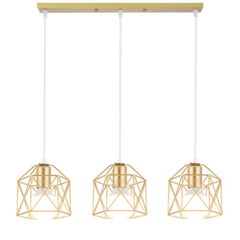 Modern Pendant Light Vintage Chandelier E27 Metal Ceiling Lamp 3 Lights ...