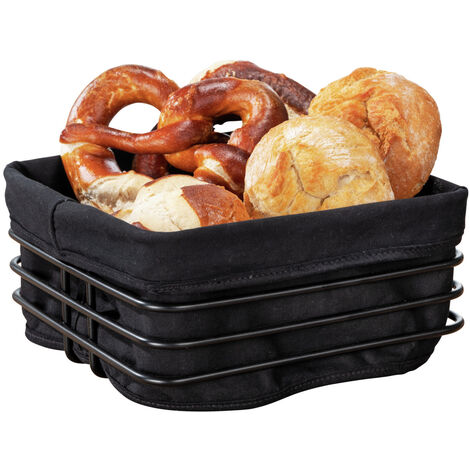 WENKO Metall Brotkorb Premium Square in Schwarz 21 x 21 x 10,5 cm