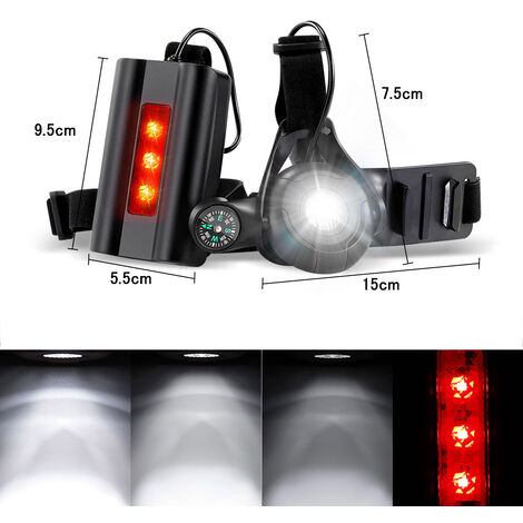 Linterna frontal con brújula. linterna. luces de circulación nocturna ...