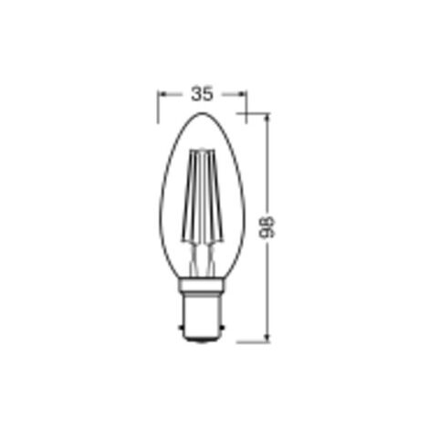 Osram Classic LED B15d Bougie Filament Claire 4W 470lm - 827