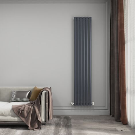EMKE Anthracite Oval Column Single Panel Central Heating Radiator ...