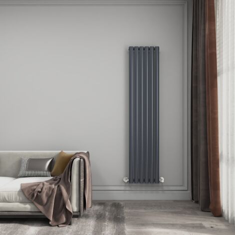 EMKE Anthracite Oval Column Single Panel Central Heating Radiator ...