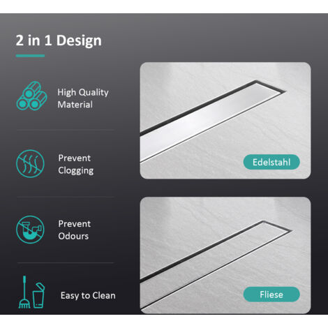 EMKE Linear Drain Invisible Linear Floor Shower Drain with Odor Stop ...