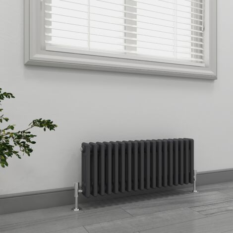 EMKE Traditional Anthracite Horizontal Cast Iron Radiator Triple Column ...