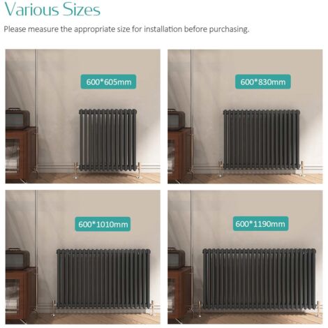 EMKE Traditional Cast Iron Style Anthracite Double Column Horizontal ...