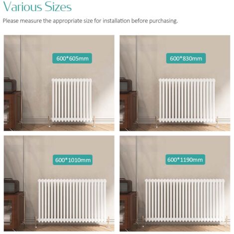 EMKE Traditional White Horizontal Cast Iron Radiator Double Column ...