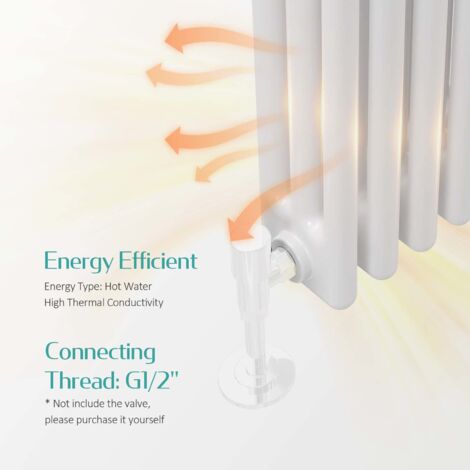 EMKE Traditional Radiator Horizontal Triple Column Cast Iron White ...