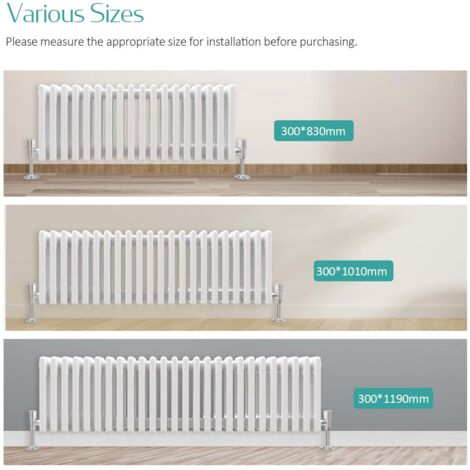 EMKE Traditional Triple Column Radiator Cast Iron White Radiator ...
