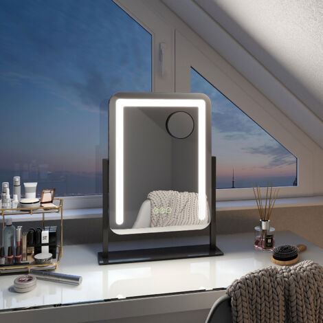 EMKE 360° Rotating Hollywood Vanity Mirror with LED Lights Makeup ...