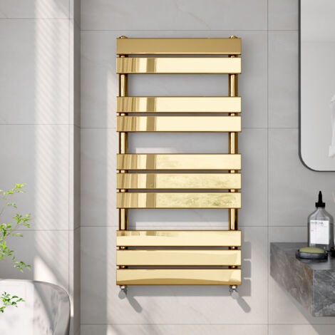 EMKE Gold Flat Panel Heated Towel Rail Wall Mount Ladder Rad Modern ...