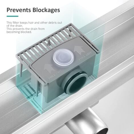 EMKE Shower Drain Linear Drain 2-in-1 Tile Insert Linear Floor Shower ...