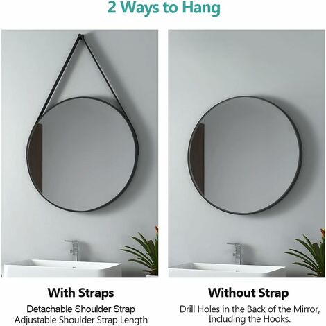 EMKE Bathroom Circle Mirror Black Round Mirror Wall Vanity Mirror ...