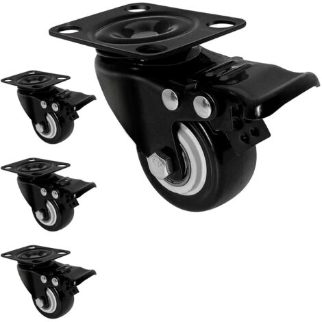 4 Lenkrollen mit Bremse ø50mm, Transportrollen für Trolley Bis 200kg ...