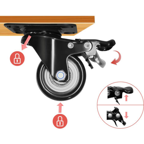 4 Lenkrollen mit Bremse ø50mm, Transportrollen für Trolley Bis 200kg ...
