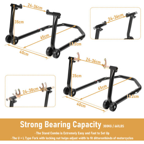 TolleTour Support moto Support de roue avant et arrière pour moto avec ...
