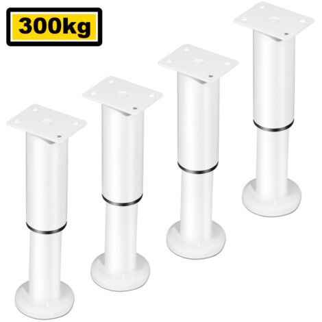 TolleTour 4X Pieds de meuble 18-30cm Extensible（Blanc） Pieds de socle ...