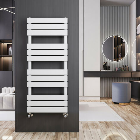 Meykoers Heated Towel Rail Flat Panel Radiator White Towel Rail ...