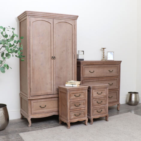 Large Solid Wood Wardrobe 3 Drawer Chest Of Drawers Pair of 3 Drawer Bedside Table Hessian Range