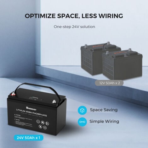Bater赤a de Litio Renogy LiFePO4 24V 50Ah con Sistema BMS Inteligente - 3500 Ciclos para ...