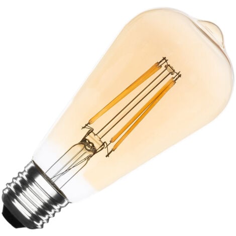 Bombilla Filamento LED E27 Casquillo Gordo 8W 750 lm Regulable ST64 Gold No Flicker 2700K Blanco ...