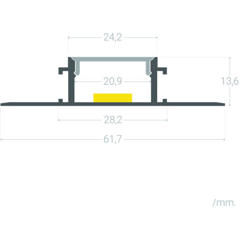 Perfil Aluminio Integrado en Escayola/Pladur para Tira LED hasta 20 mm ...